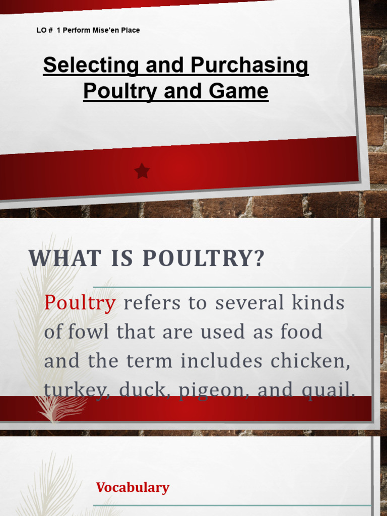 Lesson 2 Prepare Poultry and Game Dishesppt 230502204656 3c77b805 | PDF ...