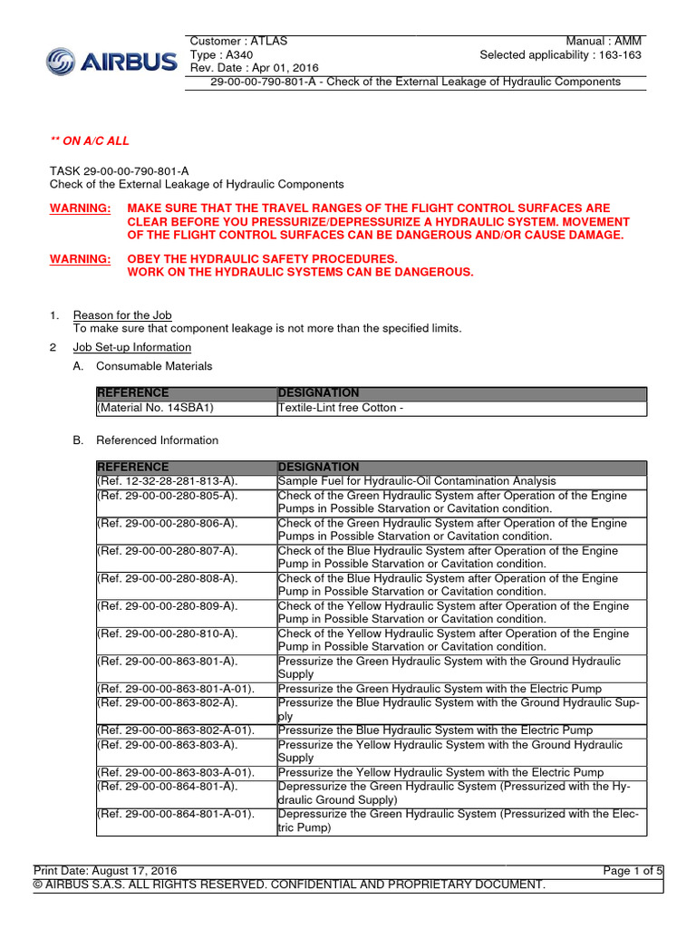 A340 Check of The External Leakage of Hydraulic Components | PDF | Leak ...