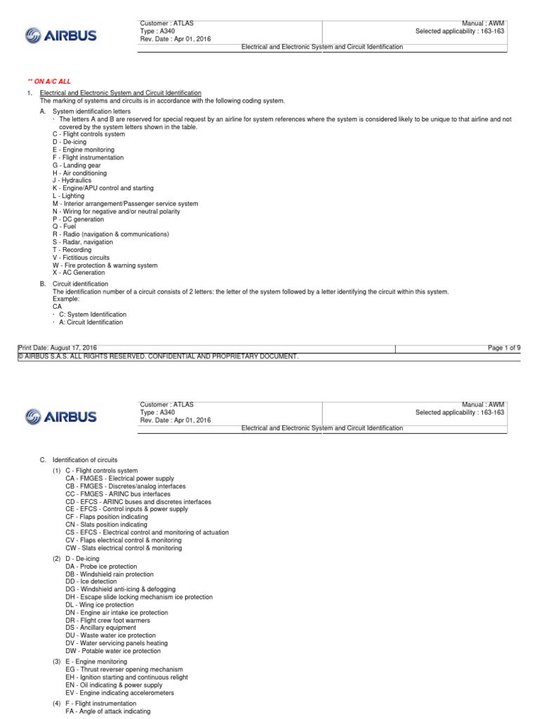 A340 Electrical and Electronic System Identification | PDF | Electronics | Lighting