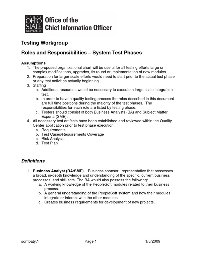 Organizing Testing Roles and Responsibilities for System Test Phases ...