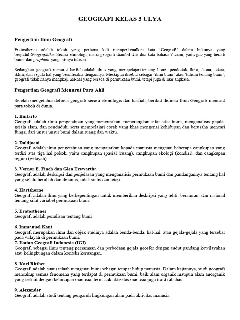 Geografi Kelas 3 Ulya L | PDF | Ilmu Sosial
