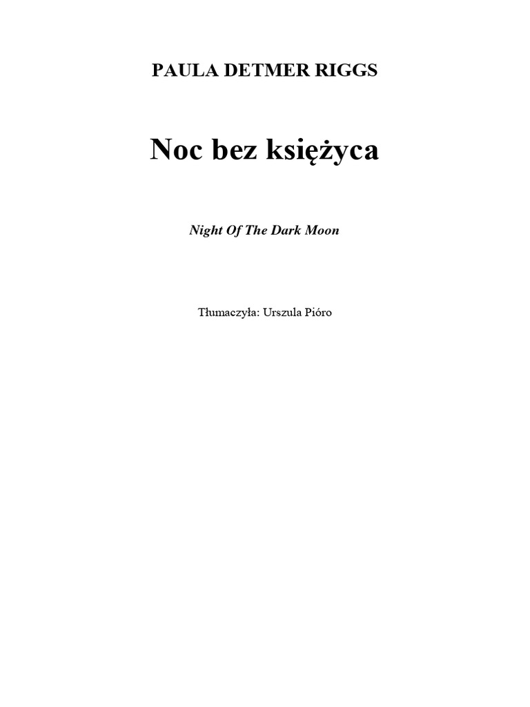 Riggs Paula Detmer - Noc Bez Księżyca | PDF