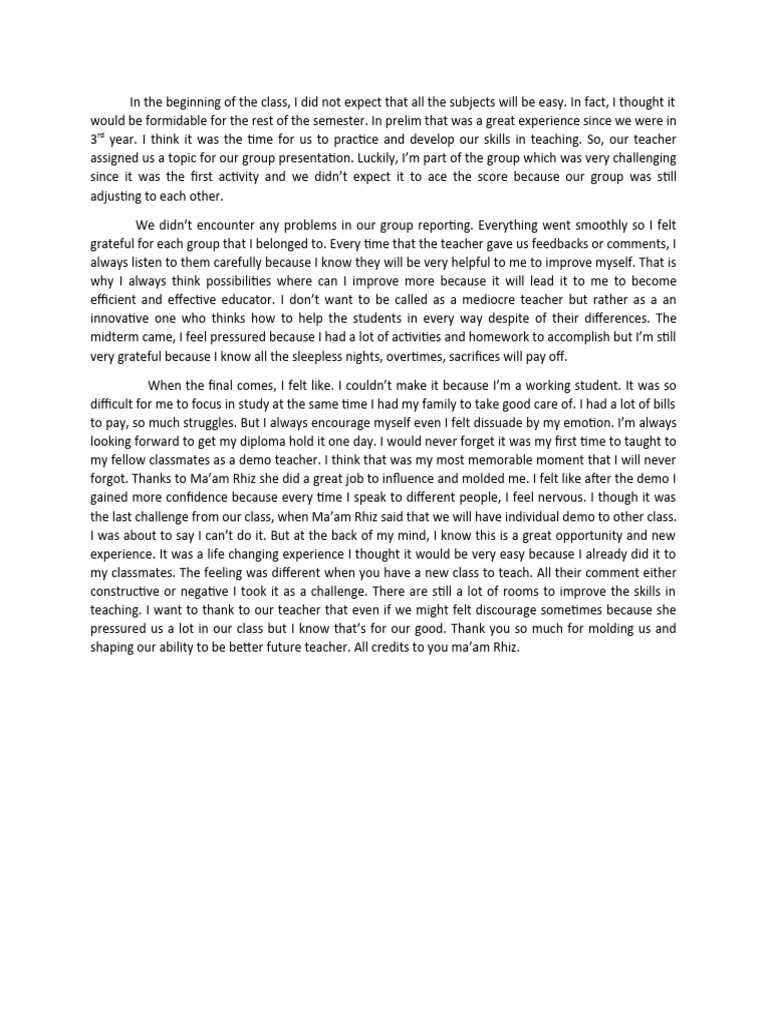 Reflection Paper | PDF | Teachers | Behavior Modification