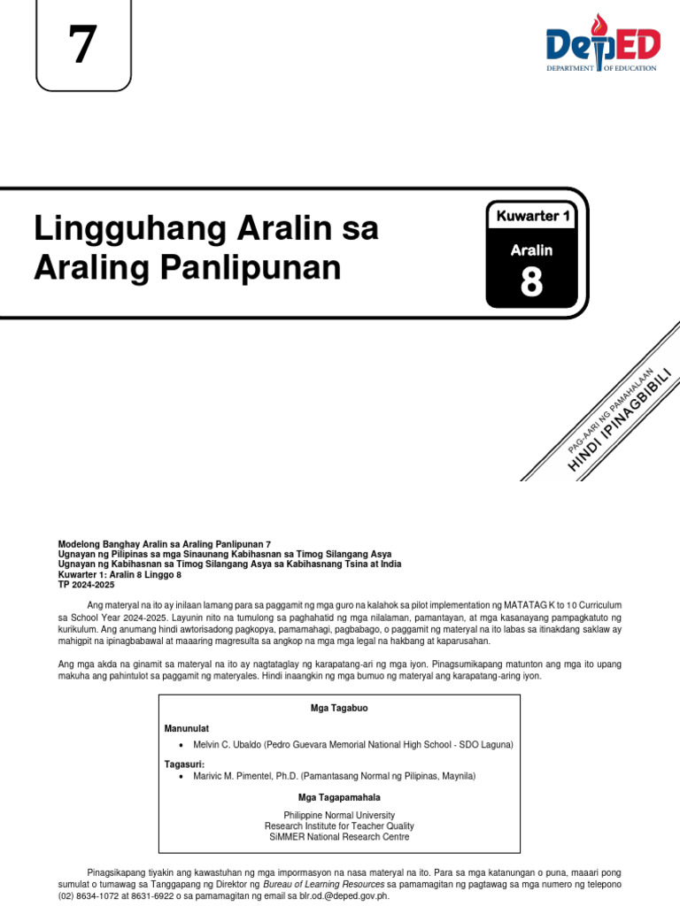 Q1 LE AP7 Lesson8 Week8 | PDF