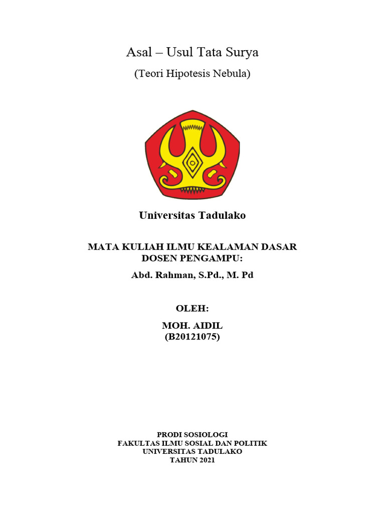 Asal - Usul Tata Surya (Teori Hipotesis Nebula) | PDF Asal - Usul Tata Surya (Teori Hipotesis Nebula) | PDF