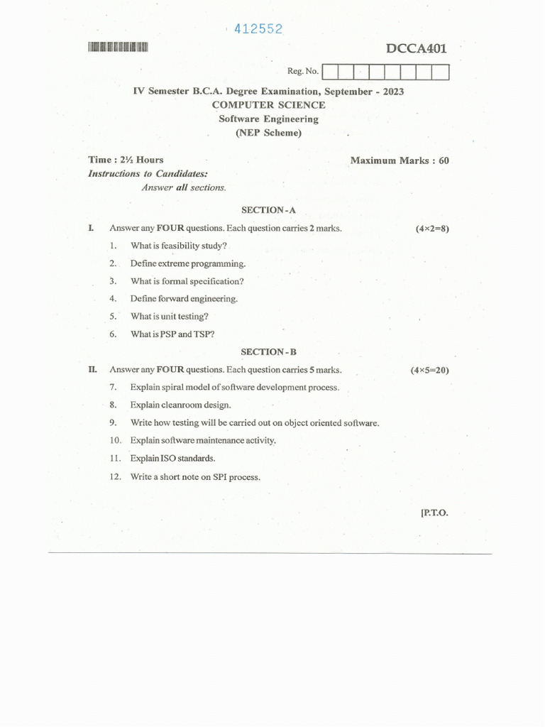 4th Sem BCA Software Engeering 2023 Sept | PDF