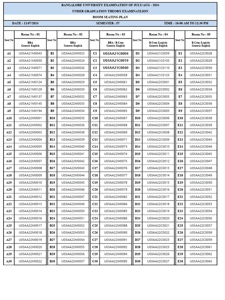 Room Allocation 11-07-2024 | PDF