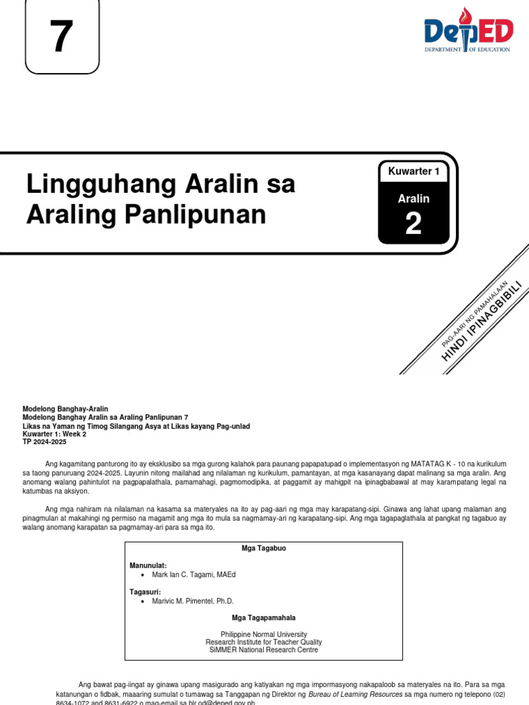 q1 Le AP 7 Week 2 Lesson 2 | PDF