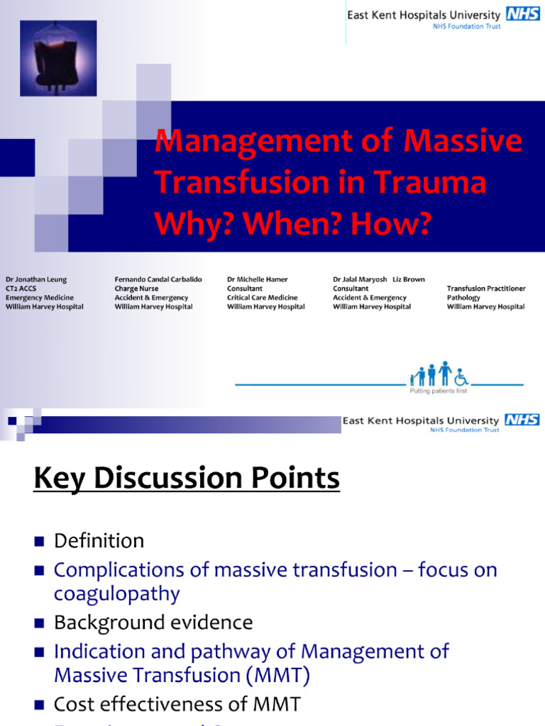 Massive Transfusion Protocol in Trauma | PDF