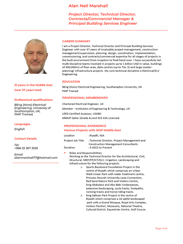 CV Alan Neil Marshall | PDF | Qatar | Engineering