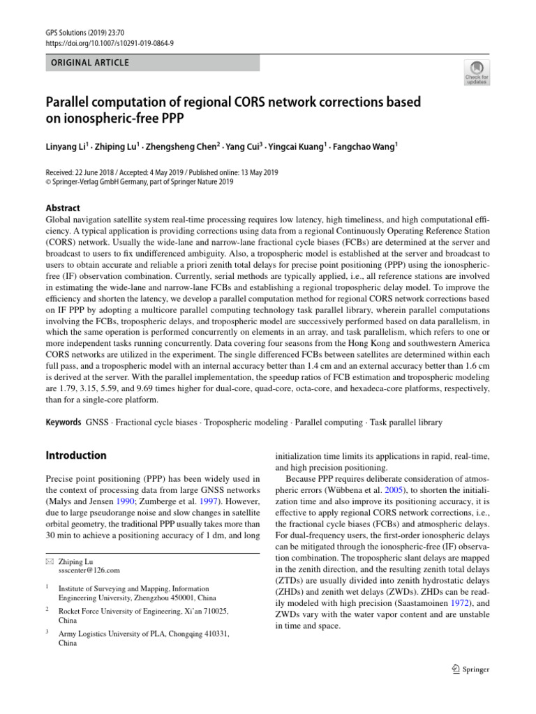 Li 等。 - 2019 - Parallel computation of regional CORS network corr | PDF | Multi Core Processor ...