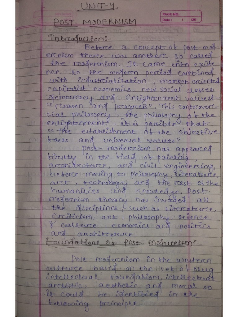 Unit 4 Post Modernism | PDF