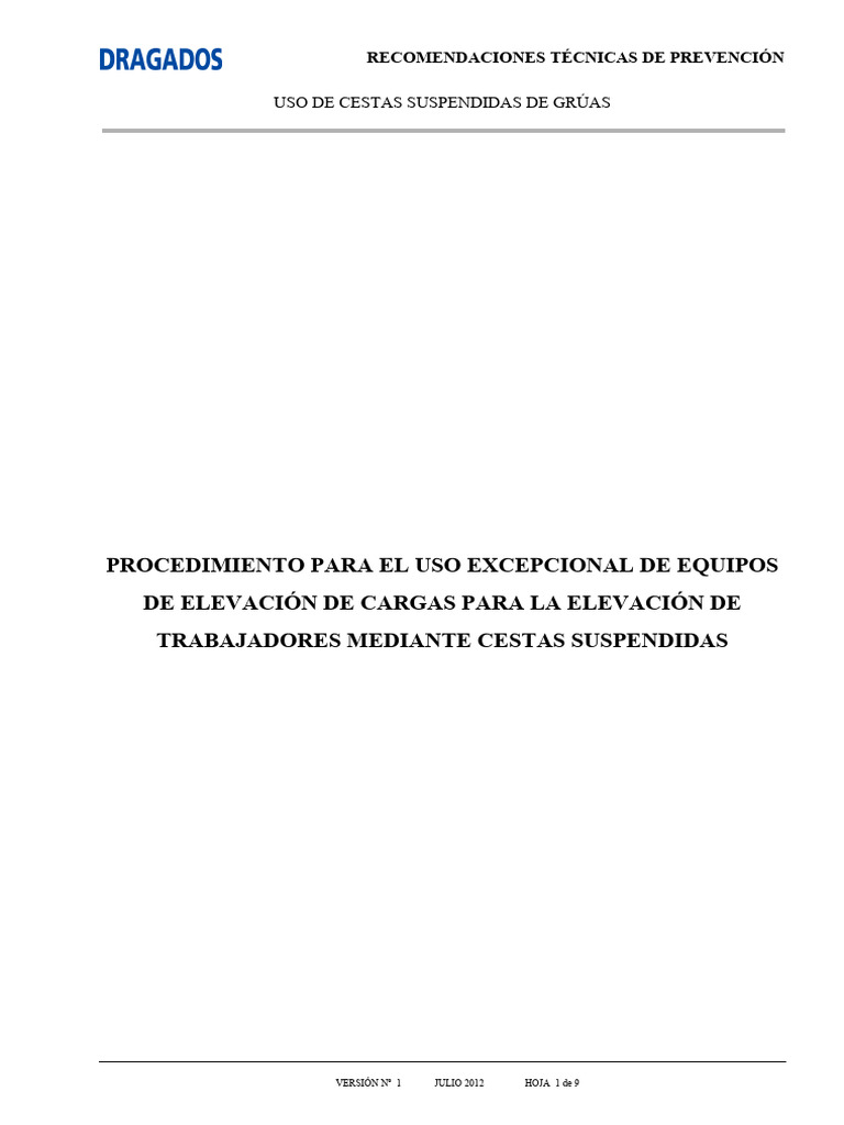 Uso Seguro de Cestas Suspendidas | PDF | Grúa (máquina)