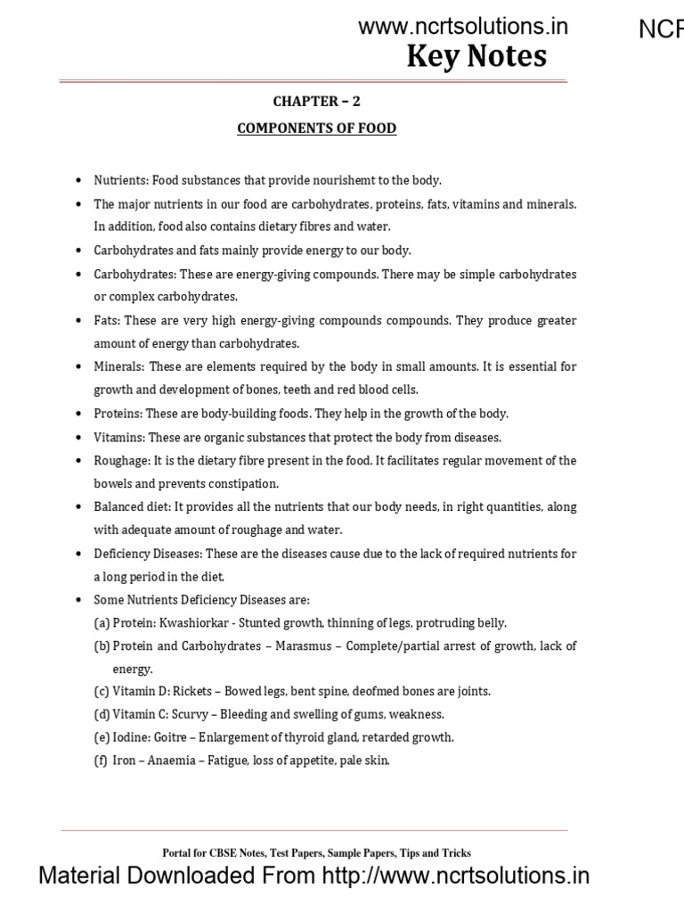 06 Science Ch2 Components of Food | PDF | Wellness