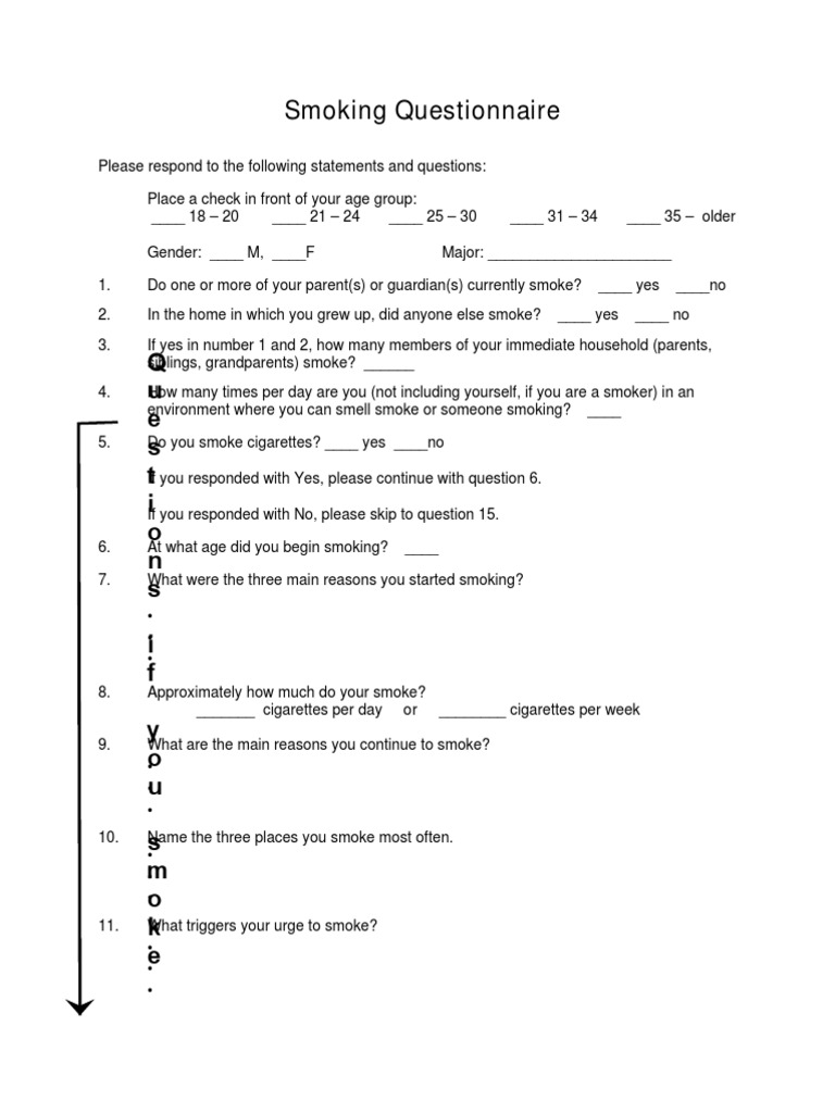 Smoking Questionnaire | PDF