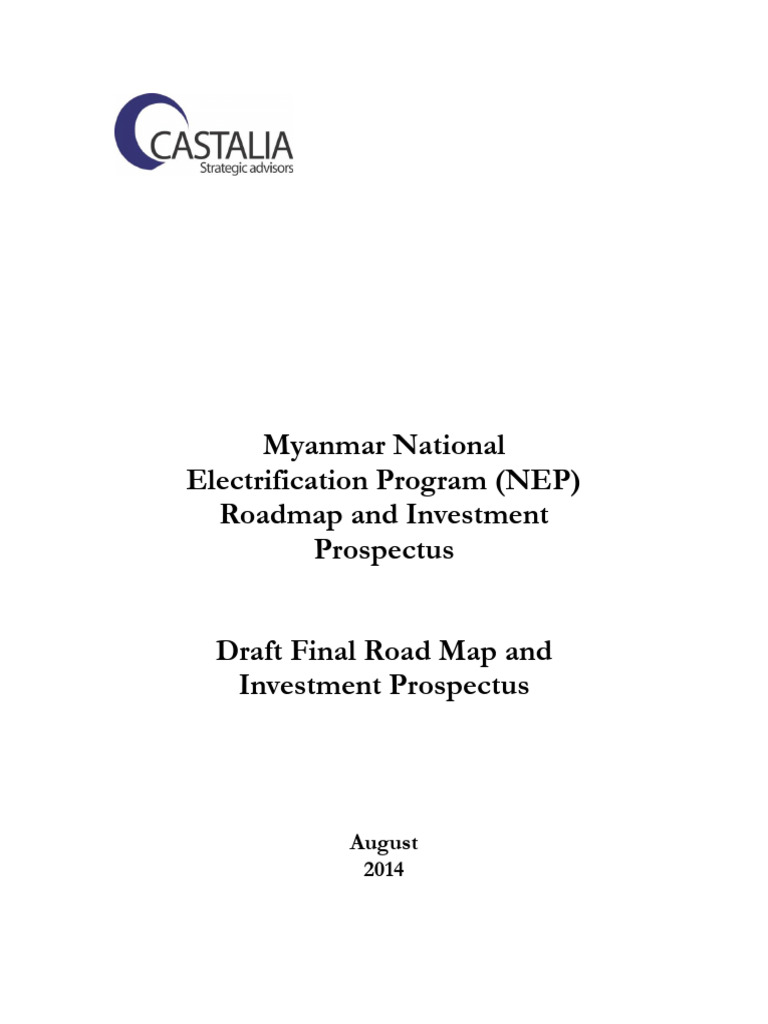 Myanmar NEP Roadmap and Prospectus Draft Final 14 08 28 | PDF | Electrification | Subsidy