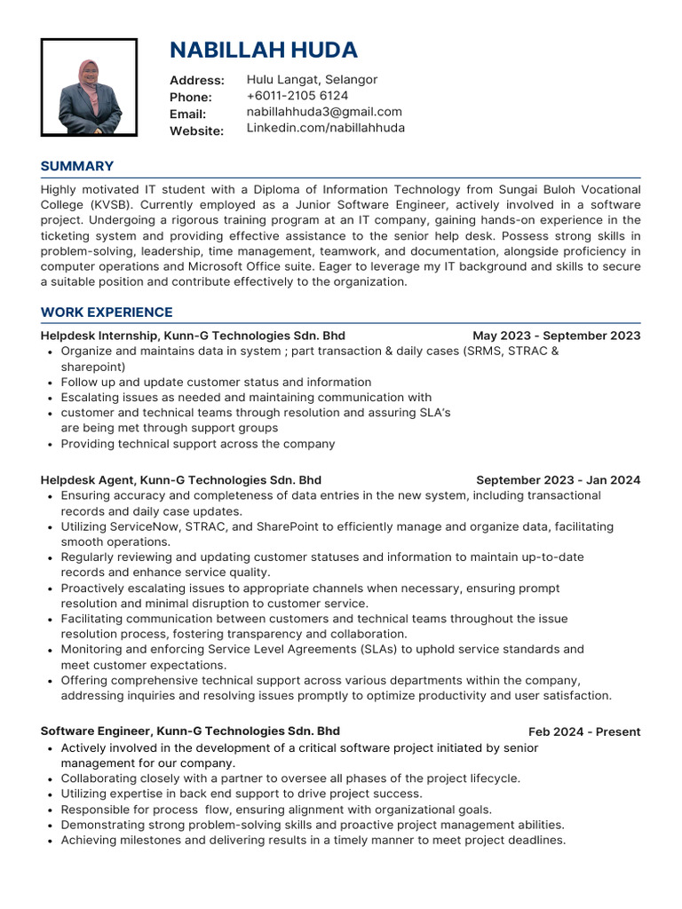 Junior Software Engineer Profile | PDF | Application Software | Service Level Agreement