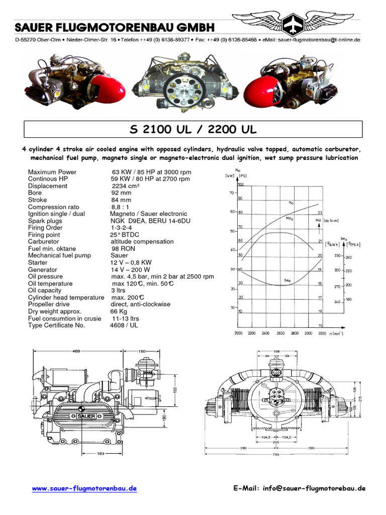 Sauer S 2100 UL/2200 UL Engine Specs | PDF