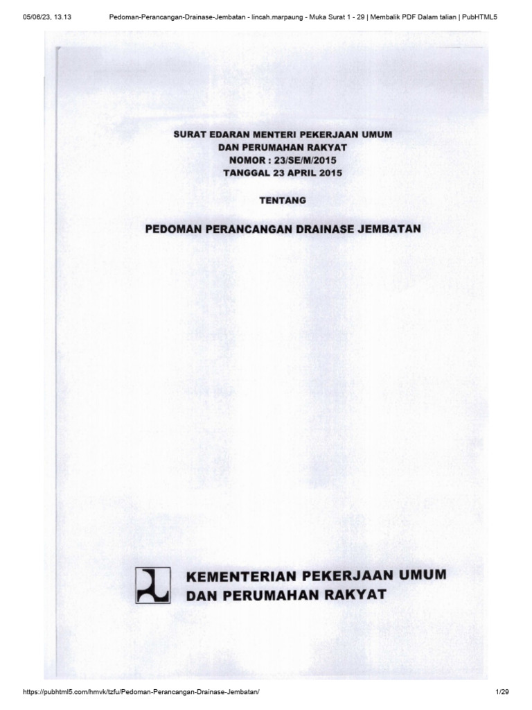 Pedoman-Perancangan-Drainase-Jembatan - Lincah - Marpaung - Muka Surat 1 - 29 - Membalik PDF ...