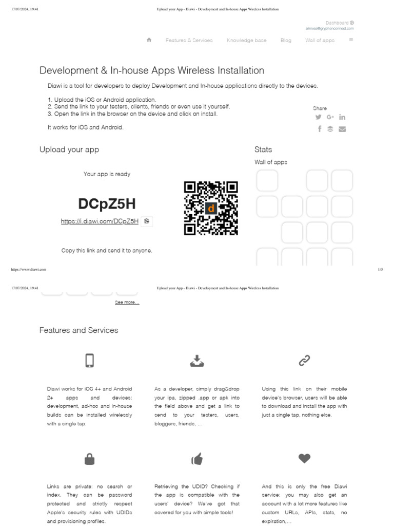 Diawi: Wireless App Installation Tool | PDF | Mobile App | Ios