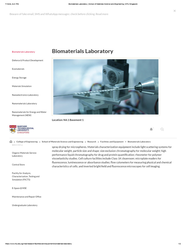 Biomaterials Laboratory - School of Materials Science and Engineering ...