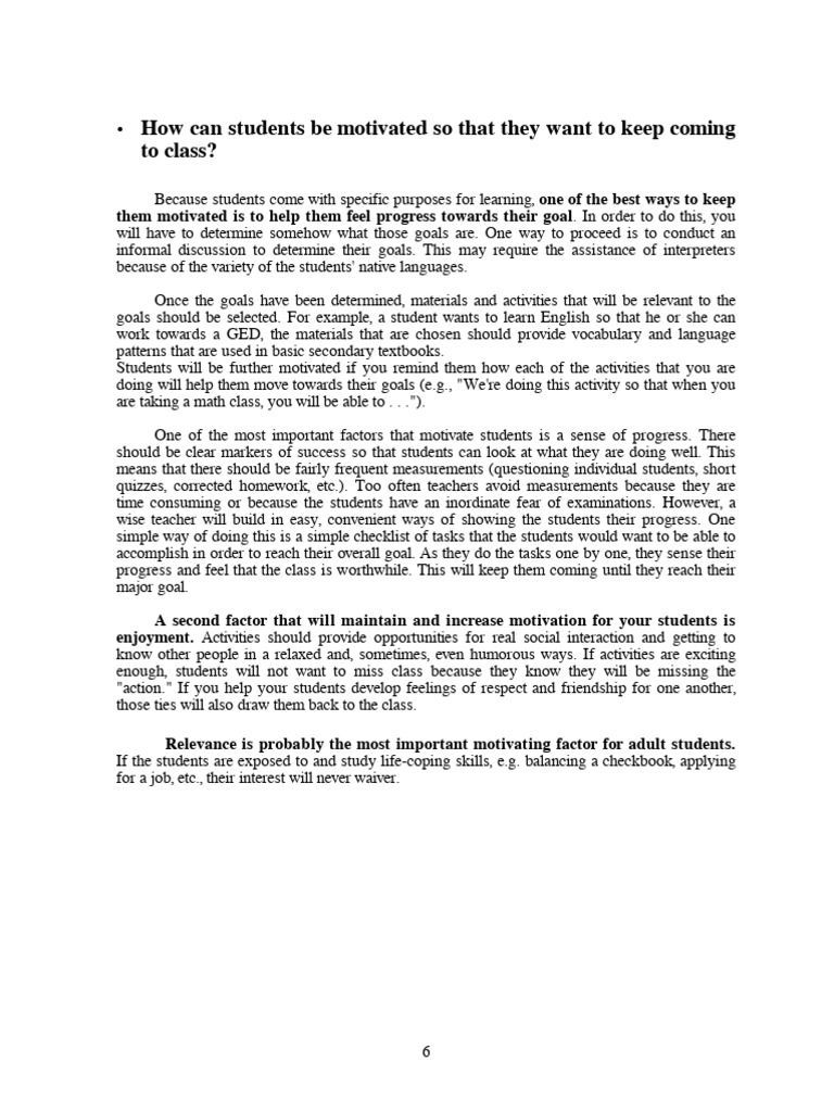 How To Motivate Students | PDF | Teachers | Goal