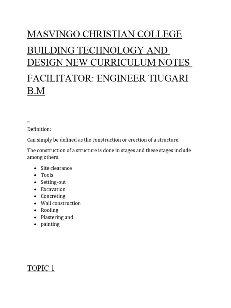 Building Notes Tiugari BM 2023 | PDF | Concrete | Cement