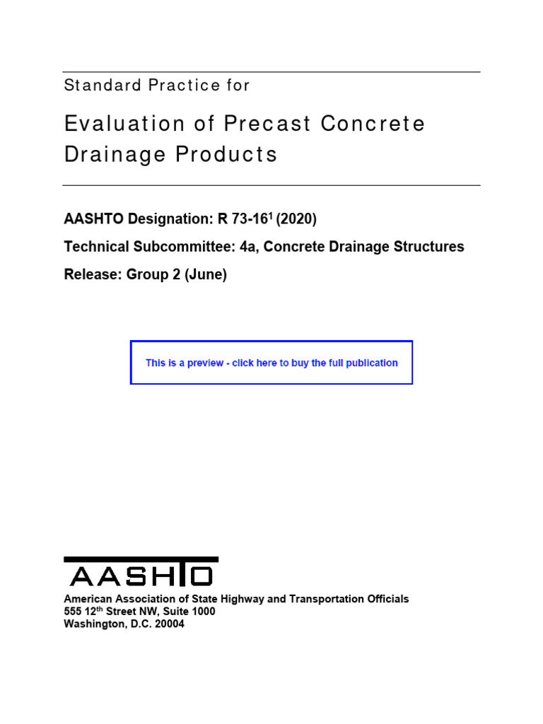 AASHTO-R-73-16-(2020)-en | PDF | Sanitary Sewer | Precast Concrete