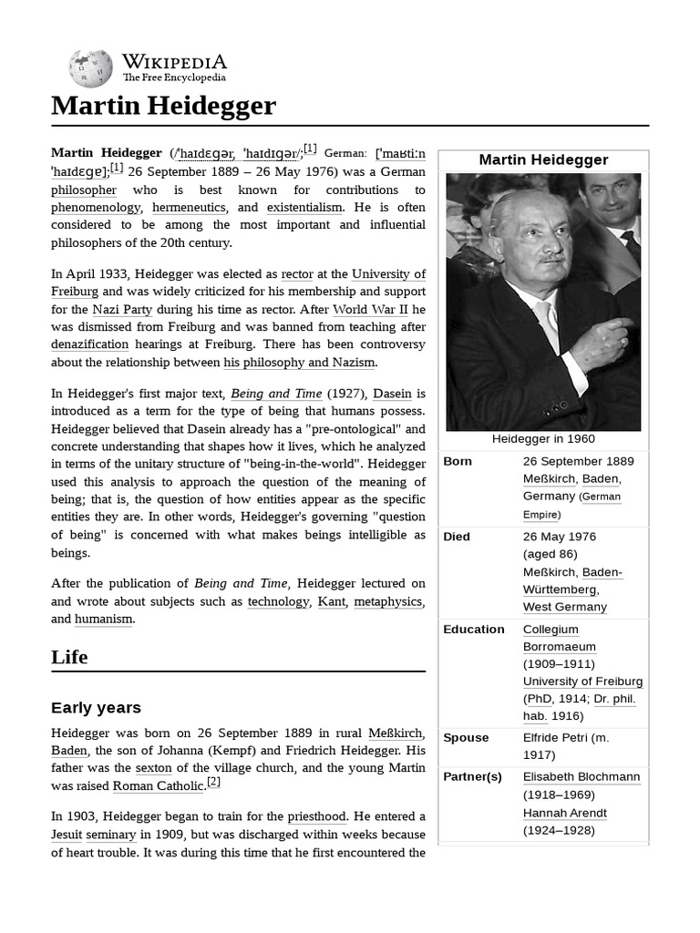 Martin Heidegger | PDF | Martin Heidegger | Being And Time