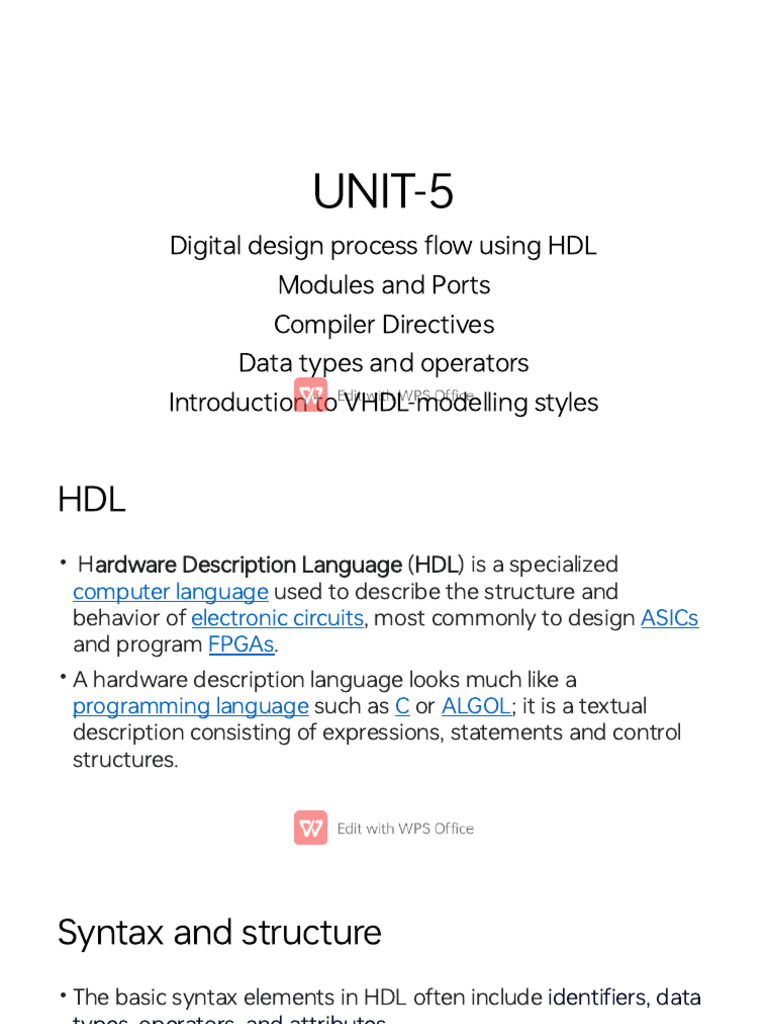 Unit-5 DPSD | PDF | Hardware Description Language | Vhdl
