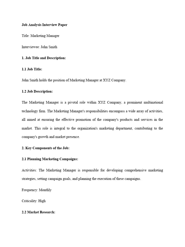 Job Analysis Interview Paper | PDF | Marketing | Data Science