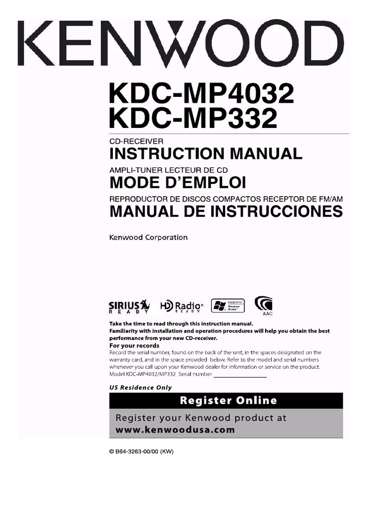 Kenwood KDC-MP4032 | PDF