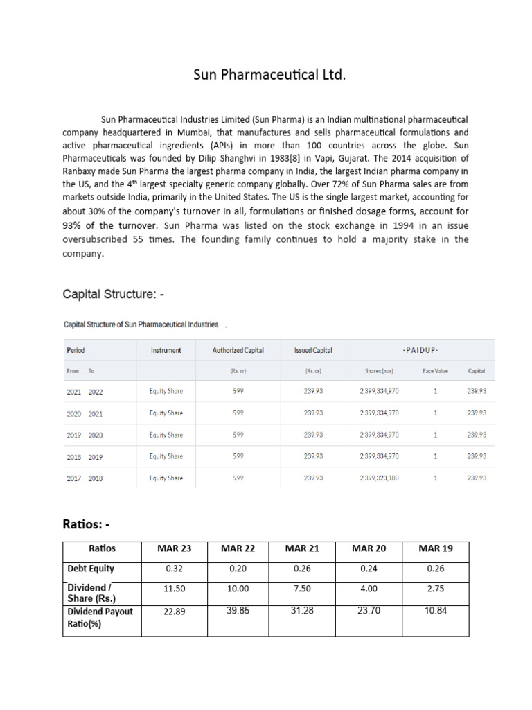 Sun Pharma: Financial Overview 2023 | PDF
