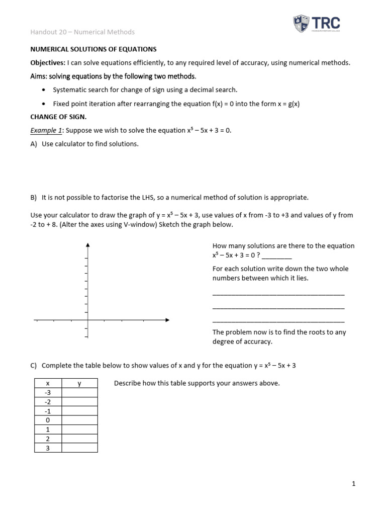Handout - 20 Numerical Methods ALL | PDF | Integral | Numerical Analysis
