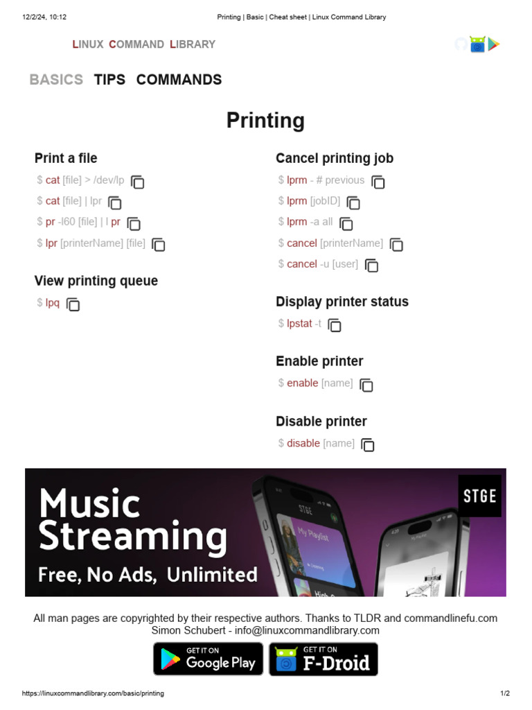 Printing _ Linux Command Library | PDF