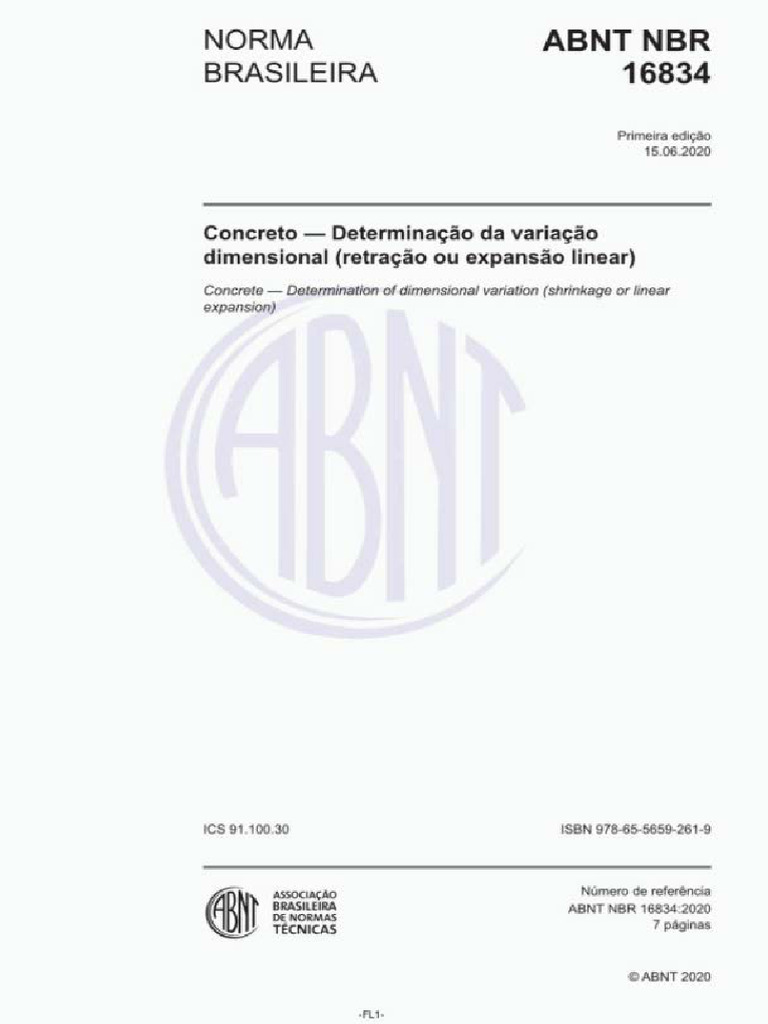 NBR 16834 (2020) - Concreto - Determinação Da Variação Dimensional ...