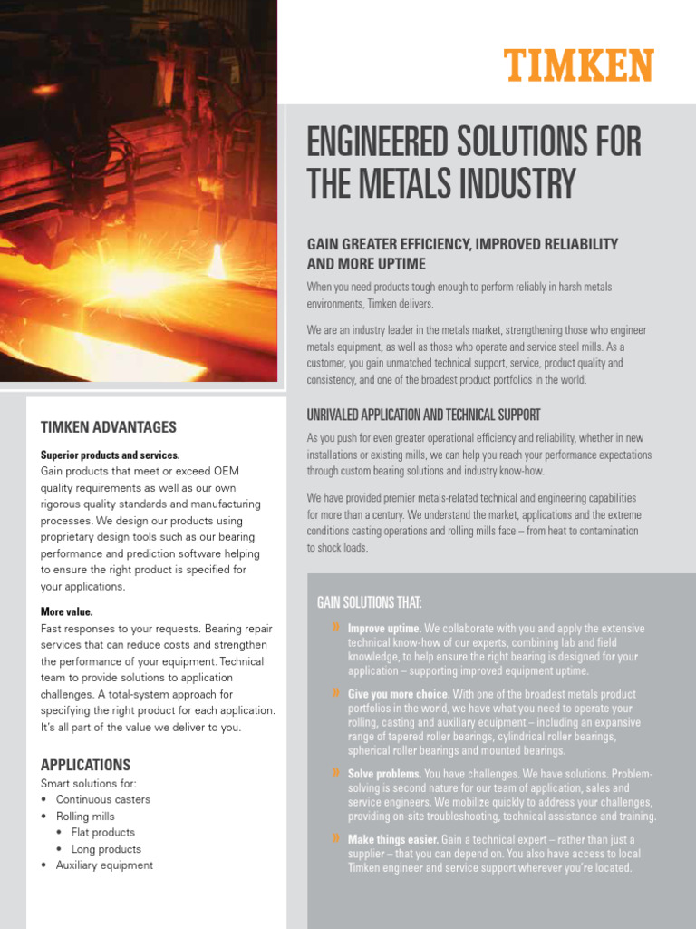 Engineered Solutions Metals Industry | PDF | Bearing (Mechanical ...