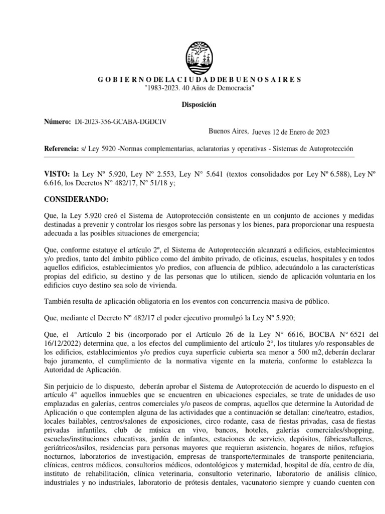 Di 2023 356 Gcaba Dgdciv | PDF | Regulación | Laboratorios