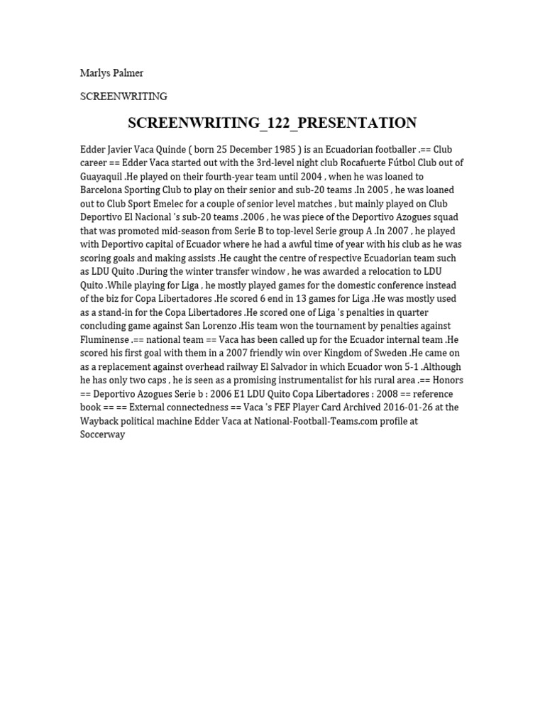 Screenwriting 122 Presentation | PDF