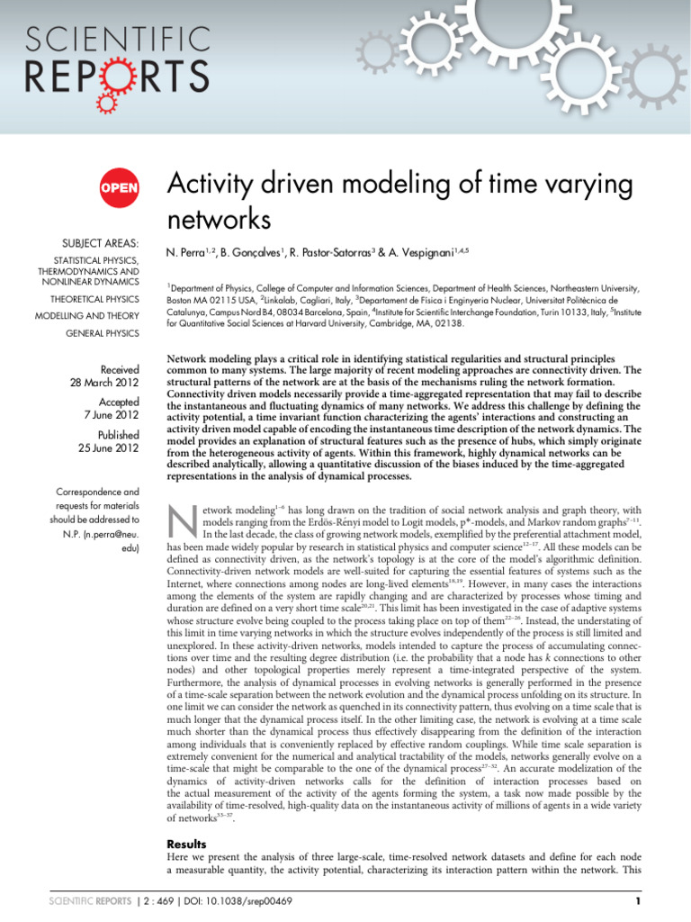 Activity Driven Modeling of Ti | PDF | Probability Distribution | Applied Mathematics