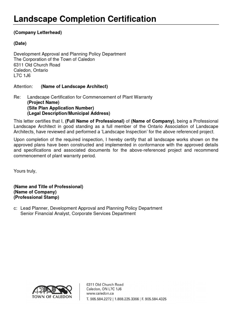 Landscape Certification Template | PDF | Technology & Engineering