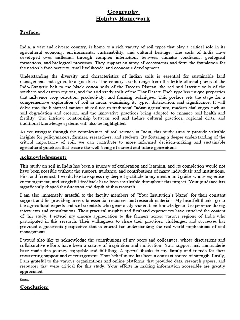 Geography Holiday Homework 2024-25 | Download Free PDF | Agriculture | Soil