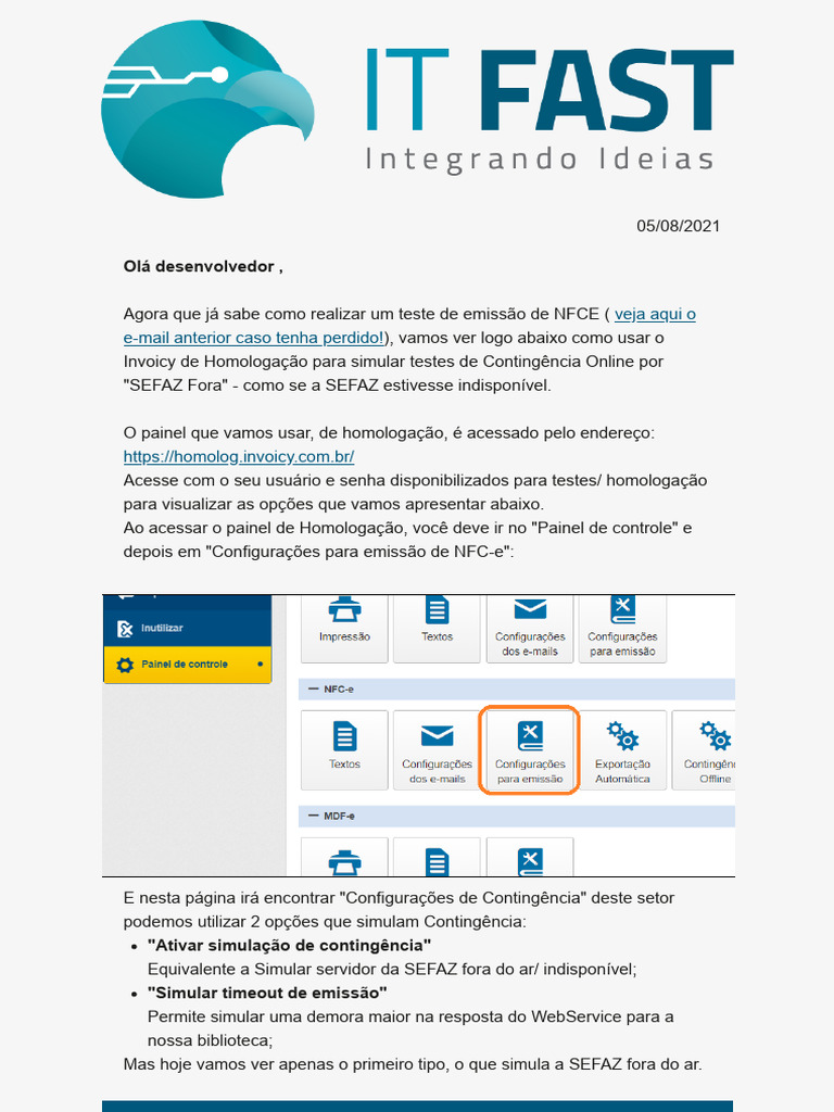 Simulação de Contingência NFCE Invoicy | PDF | Informática