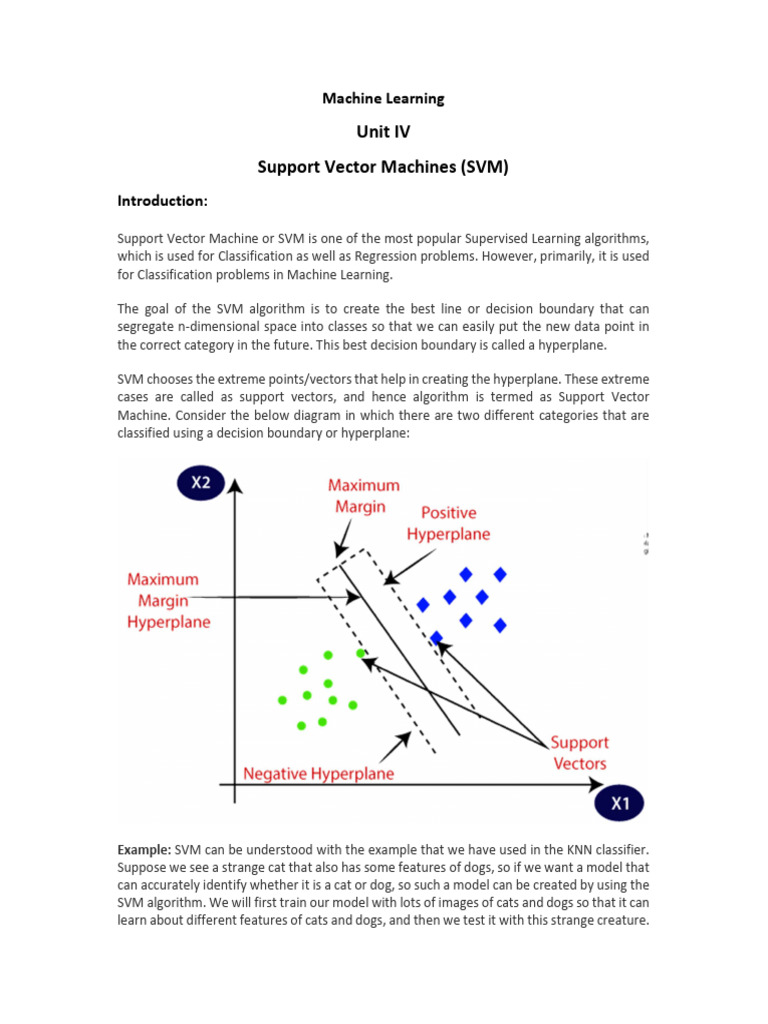 Machine Learning Unit 4 | PDF | Support Vector Machine | Artificial ... Machine Learning Unit 4 | PDF | Support Vector Machine | Artificial ...