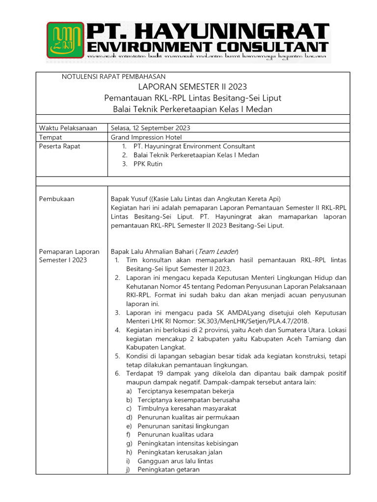 Notulensi Ekspose Lap Semester II 2023 RKL-RPL BSL | PDF