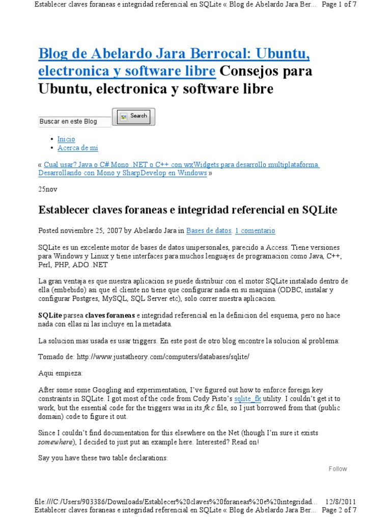 Integridad Referencial en SQL Lite | PDF | Ubuntu (sistema operativo ... Integridad Referencial en SQL Lite | PDF | Ubuntu (sistema operativo ...