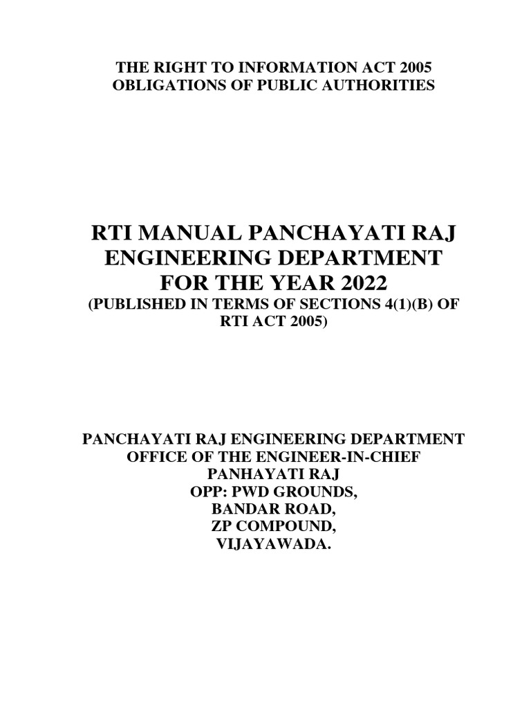 RTI Manual 2022 - REPORT - Compressed | PDF | Audit | Employment