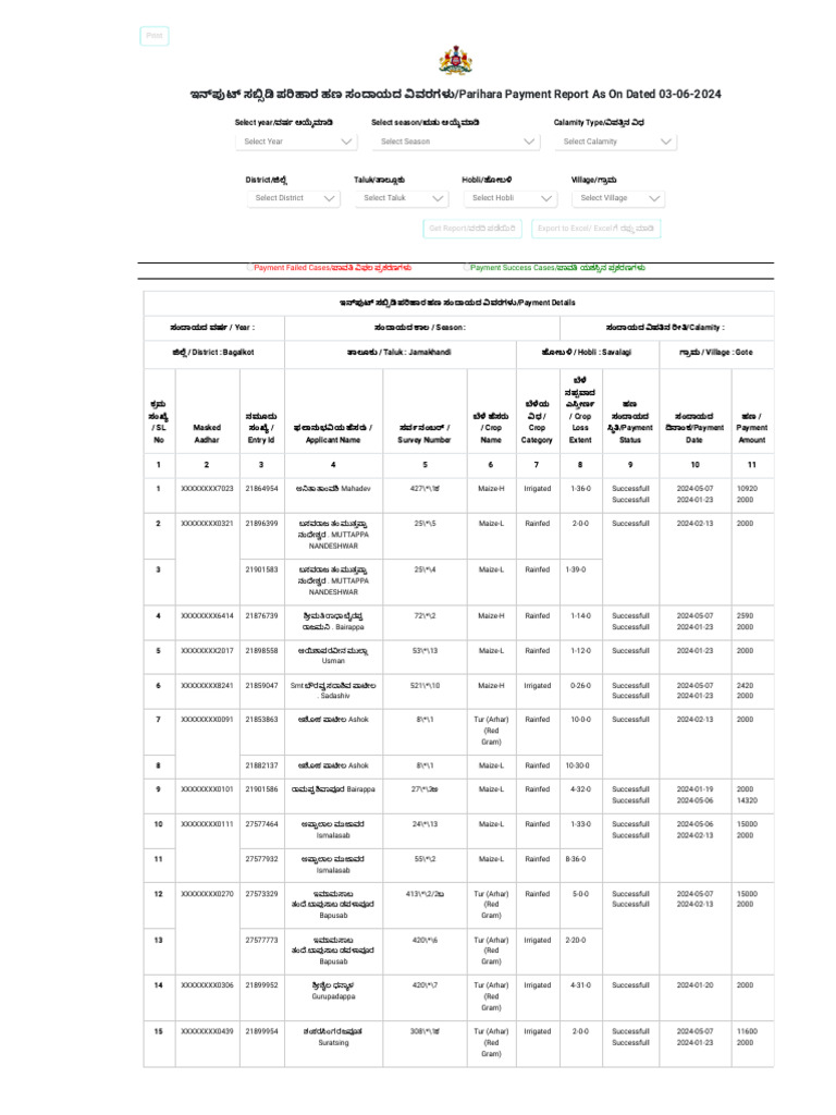 Https Parihara - Karnataka.gov - in Service89 PaymentDetailsReport ...