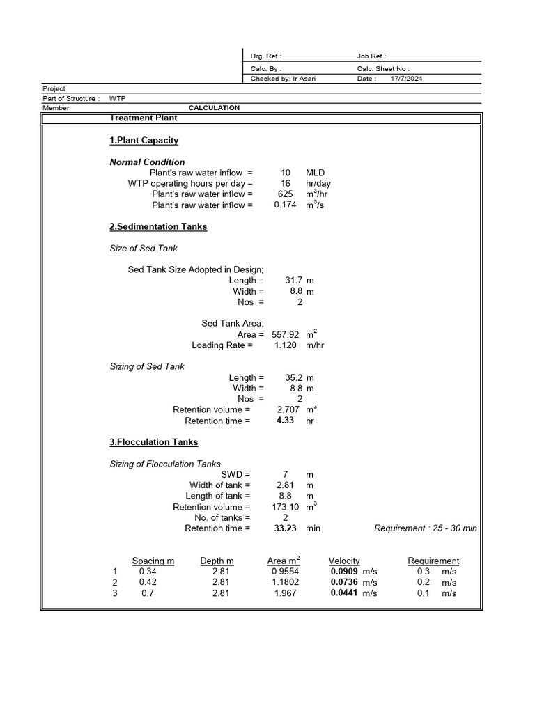 WTP Design | PDF | Discharge (Hydrology) | Water