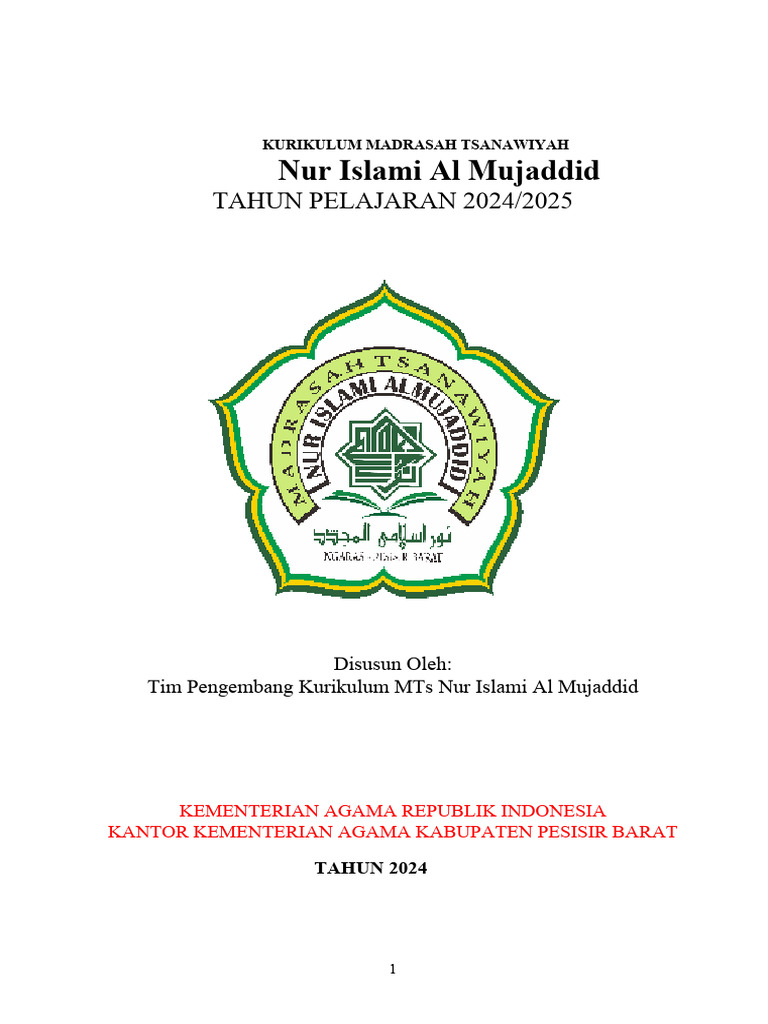 Kurikulum MTs Nur Islami 2024/2025 | PDF | Karier & Perkembangan